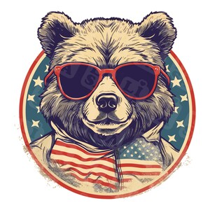 5 Patriotic Bear Head Png, Retro 4th of July Clipart, Americana Clip ...