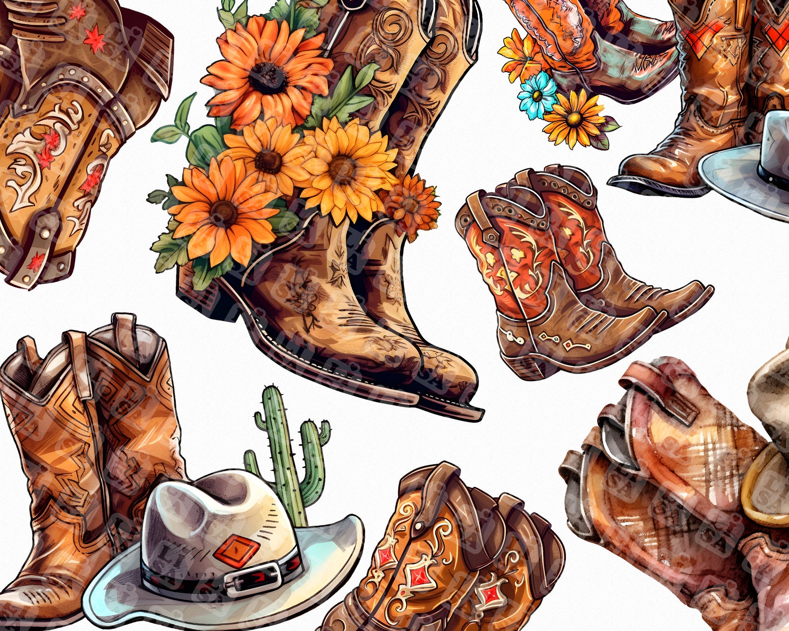 17 Cowboy Boot Png Cowgirl Boot Clipart Sublimation Designs - Etsy