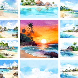 Tropical Islands Digital Paper - Digital Background, Summer Vibes ...