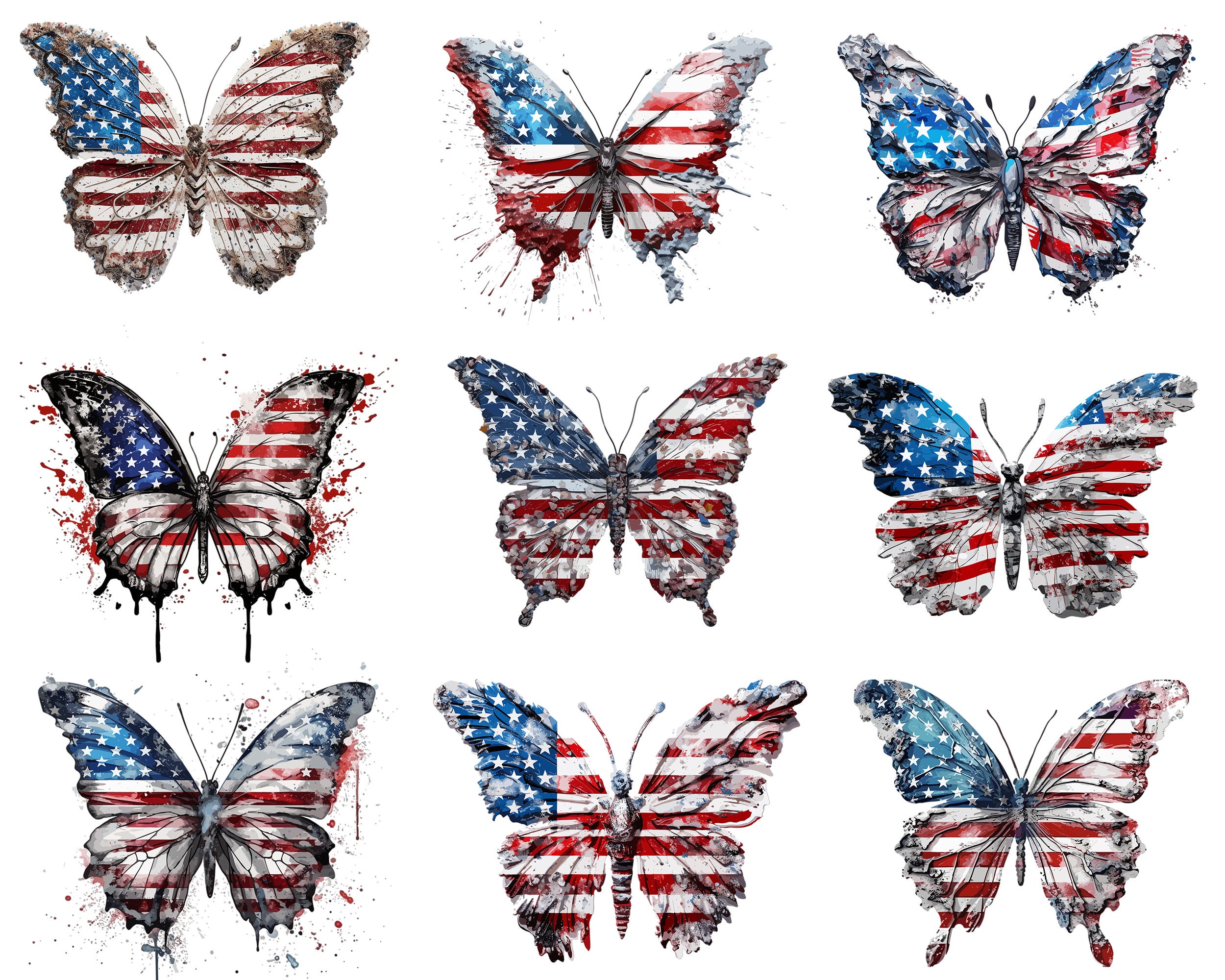 28 Watercolor Patriotic Butterfly Png American Butterfly Png - Etsy