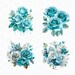 Watercolor Aqua Roses Png Turquoise Flower Bouquet Clipart Flower ...
