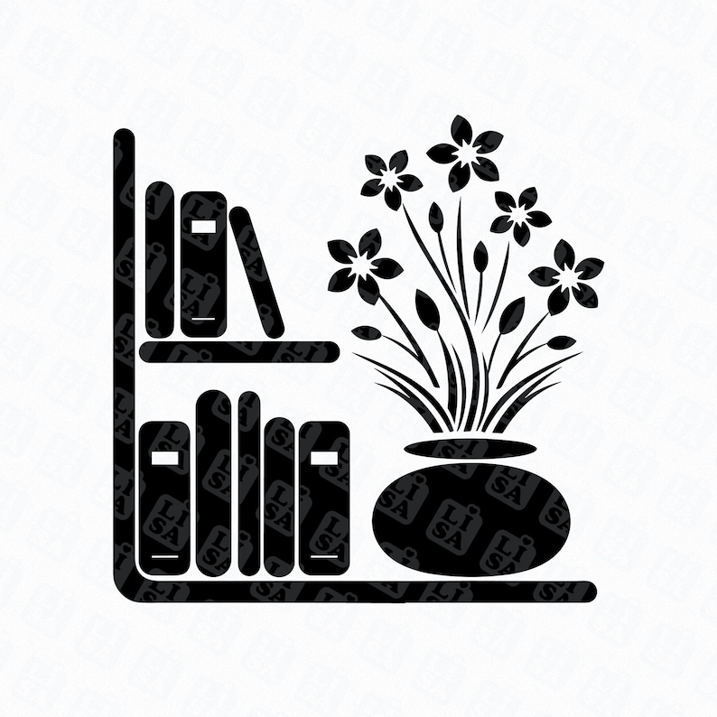 Floral Bookshelf Svg Dxf Png Reading Svg Book Lover - Etsy
