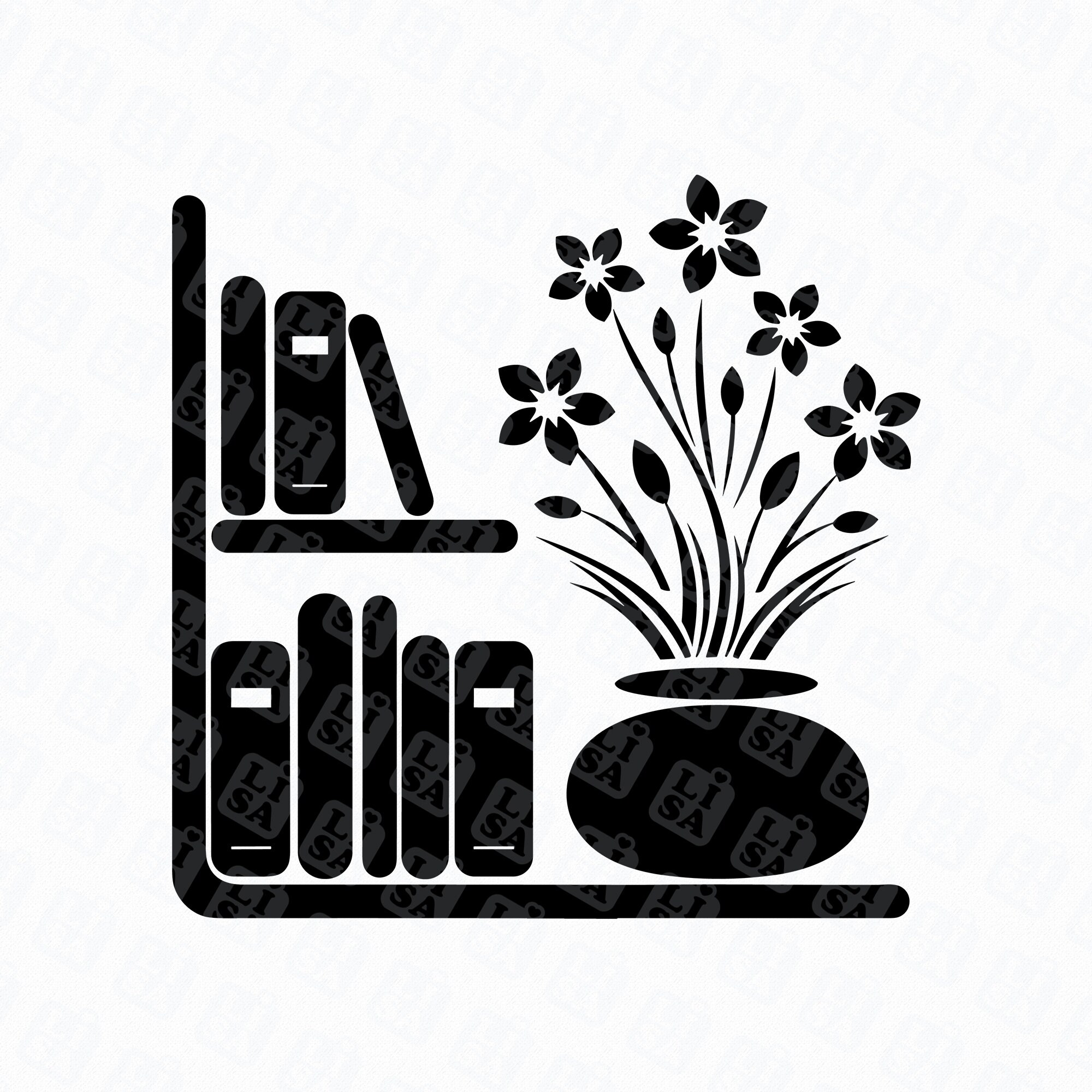 Floral Bookshelf Svg Dxf Png Reading Svg Book Lover - Etsy