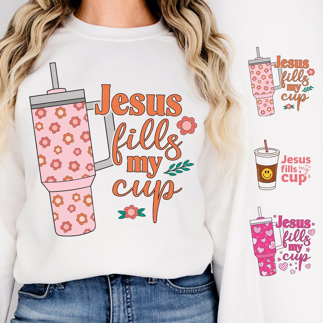 Jesus Fills My Cup, Psalm 23:5 Bible Verse PNG, Christian Sublimation ...