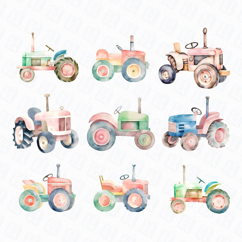 Watercolor Nursery Cute Tractor Png Pastel Tractor Clipart - Etsy Australia
