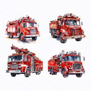 Watercolor Firetruck Png - Digital Clipart, Transportation, Firetruck ...