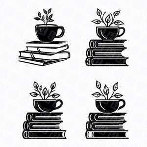 Coffee and Books Svg Dxf Png Coffee Books Floral Bookaholic Svg Book ...