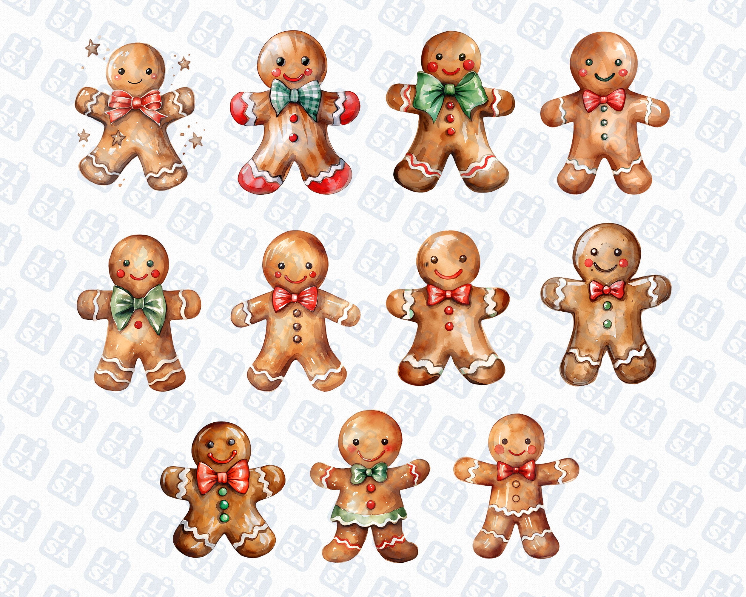 21 Watercolor Gingerbread Man and Gingerbread House - Etsy