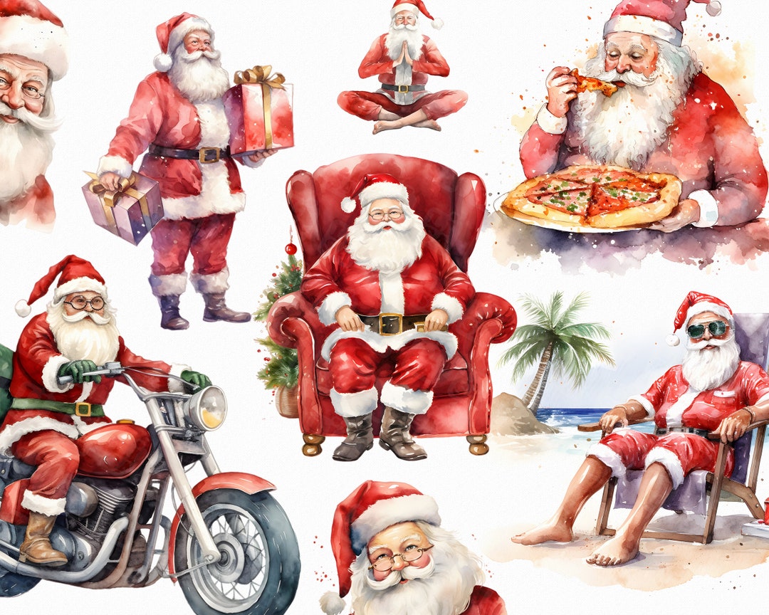 29 Watercolor Santa Claus Printable - Watercolour Christmas Wall Art ...