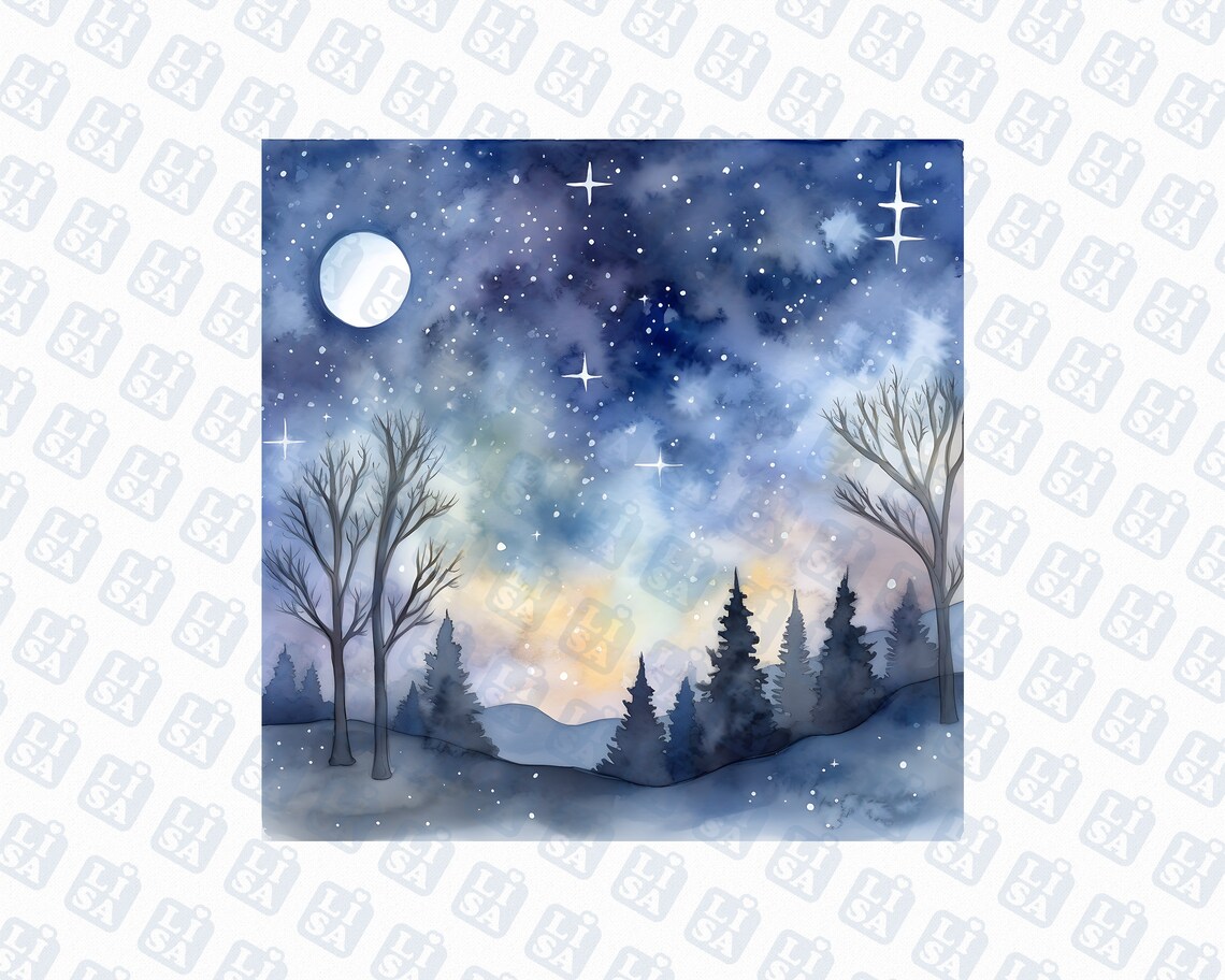13 Watercolor Magical Night Sky Digital Background Starry - Etsy