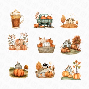 50 Pumpkin Harvest Clipart Png, Farm Harvest Clipart, Autumn Farmhouse ...