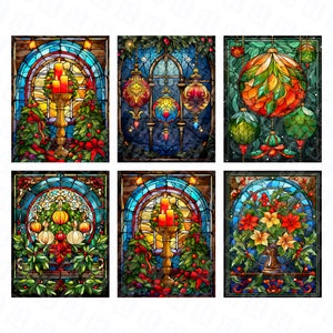 Stained Glass Christmas Digital Paper - Christmas Design, Digital ...