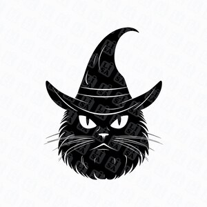 Witch Black Cat Svg Dxf Png Vector Halloween Svg Witch Svg Witch Cat in ...