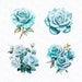 Watercolor Aqua Roses Png Turquoise Flower Bouquet Clipart Flower ...