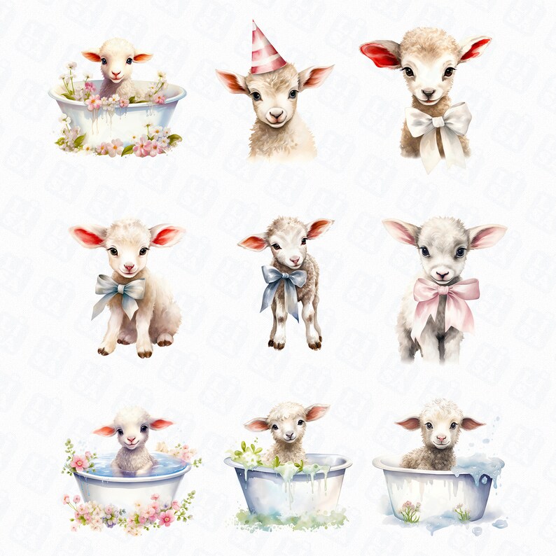 Cute Lamb PNG Clipart Set Perfect for Lamb Nursery or - Etsy