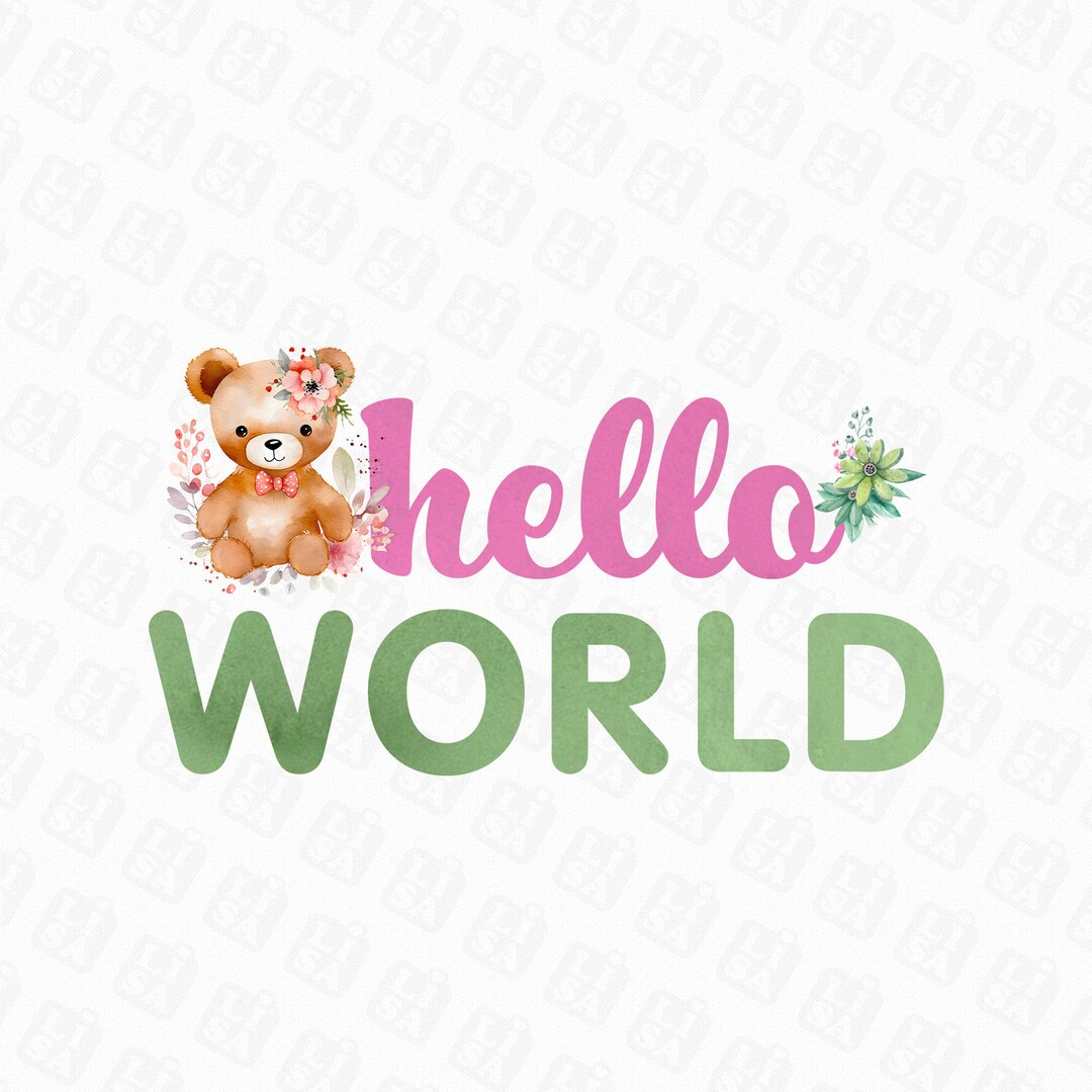 Watercolor Hello World PNG for Baby Showers and Newborn, Sweet Baby ...