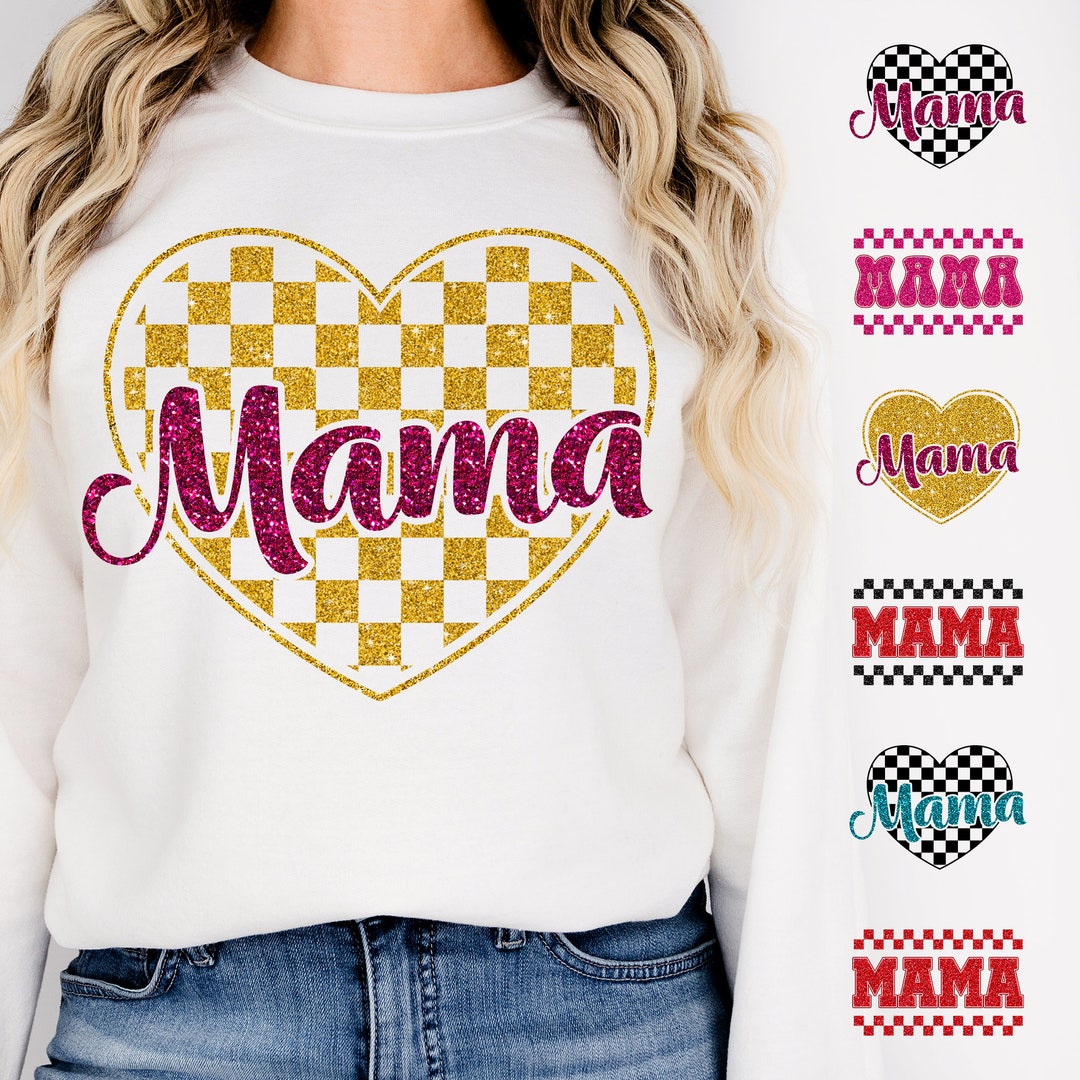 Mama Checkered Heart PNG, Trendy Mom Life Digital, Cool Mom PNG, Retro ...