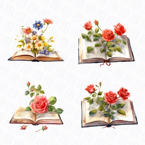 Watercolor Floral Book Png - Book With Flowers Designs With Transparent ...