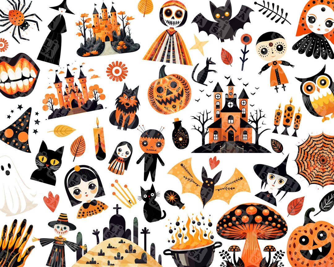 114 Halloween Pumpkins, Black Cats, Spiders, Ghosts, Witches ...