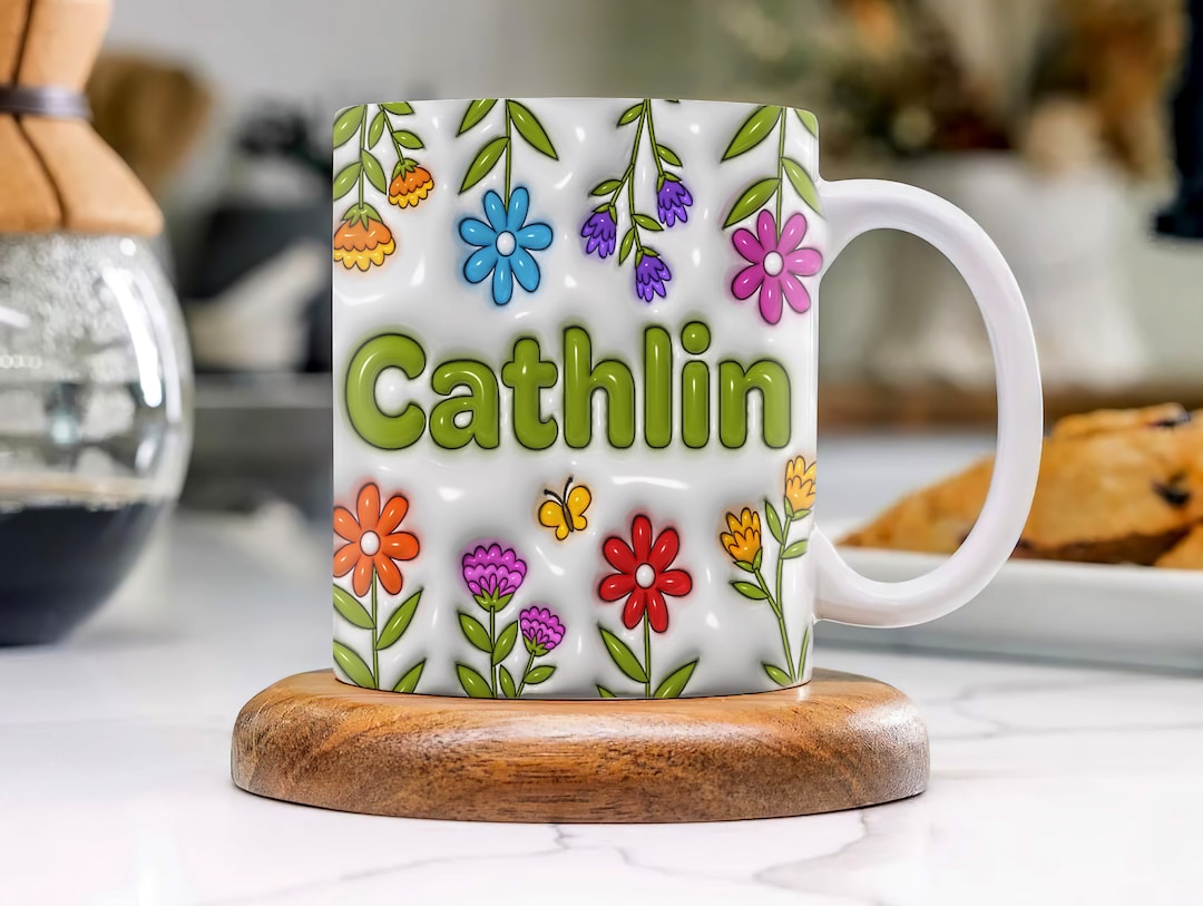 3D Inflated Name Mug Wrap, Personalized Mug Wrap Template, 3D Add Your ...