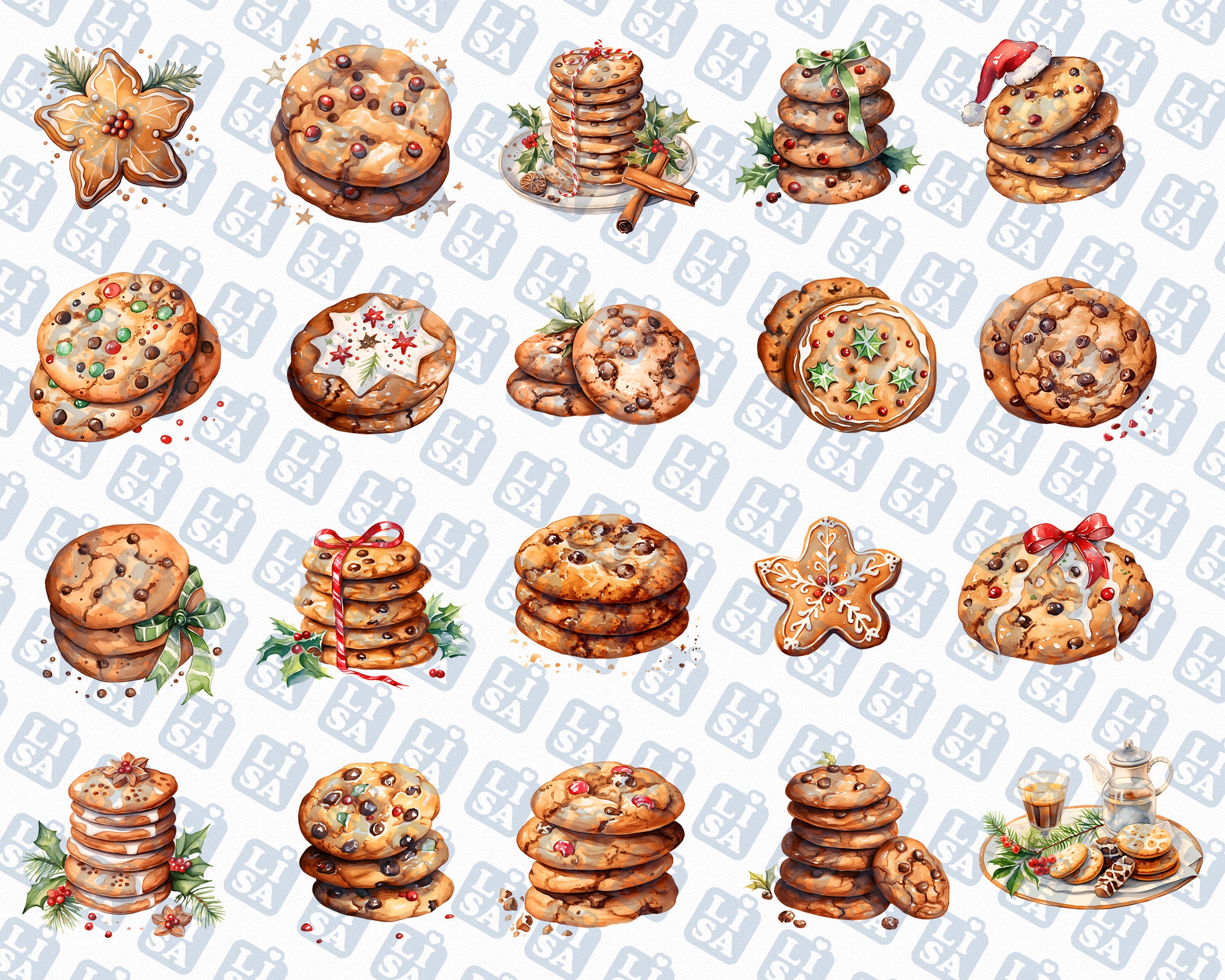 48 Watercolor Christmas Dinner Png. Christmas Food Turkey - Etsy