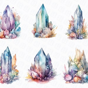 24 Watercolor Fantasy Magic Crystal Png Craft Making Clipart - Fantasy ...