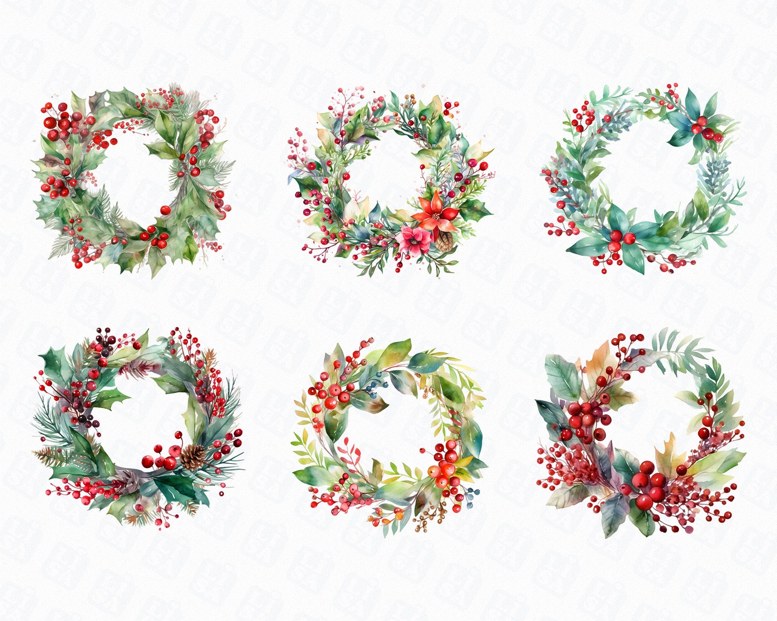 53 Watercolor Wreath Png Christmas Wreath Clipart Images - Etsy