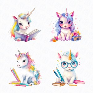 Watercolor Unicorn Back to School Png - Unicorn School, Unicorn Clipart ...