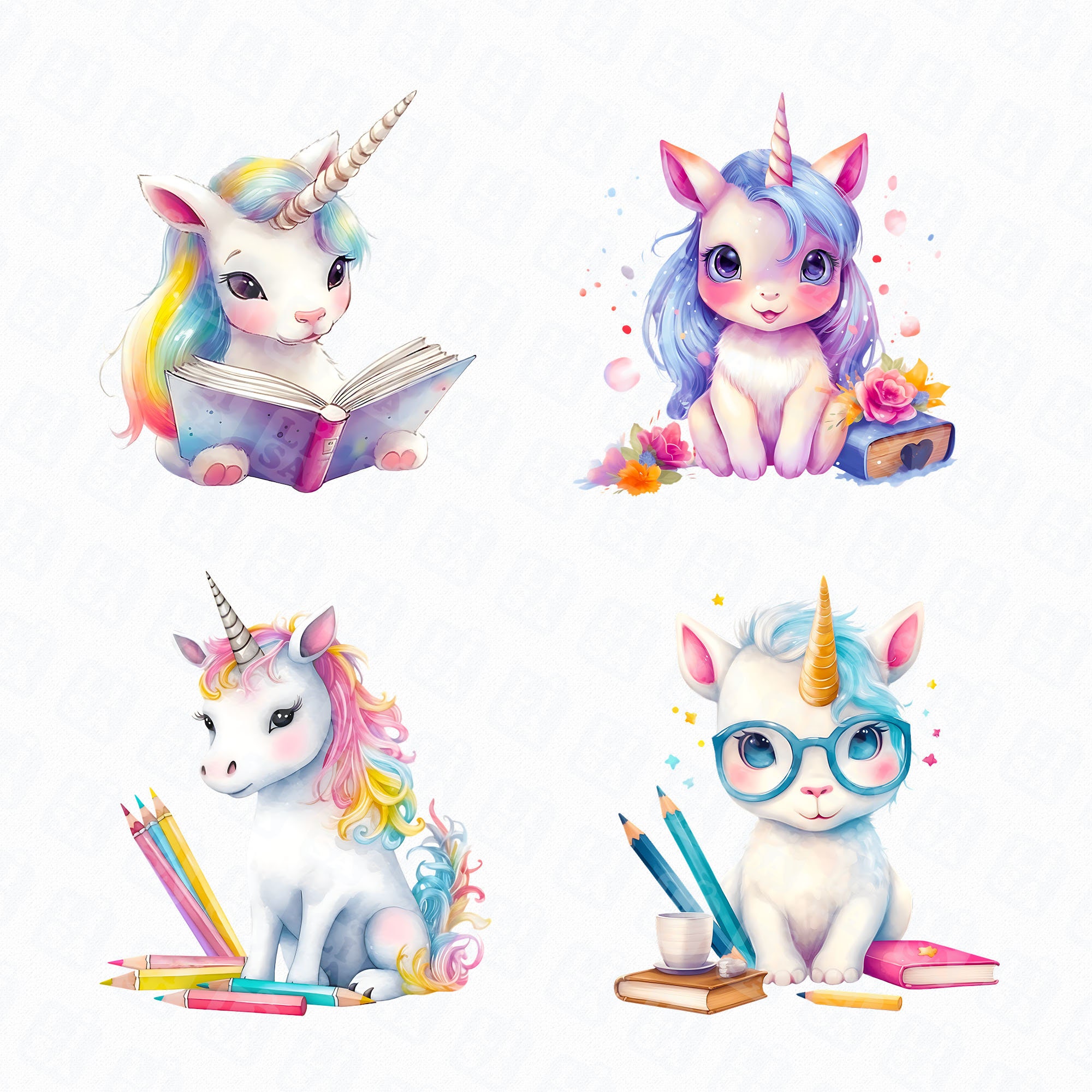 Watercolor Unicorn Back to School Png Unicorn School - Etsy