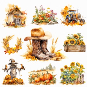 Watercolor Autumn Fall Png - Autumn Png- Country Png - Farm Clip Art ...