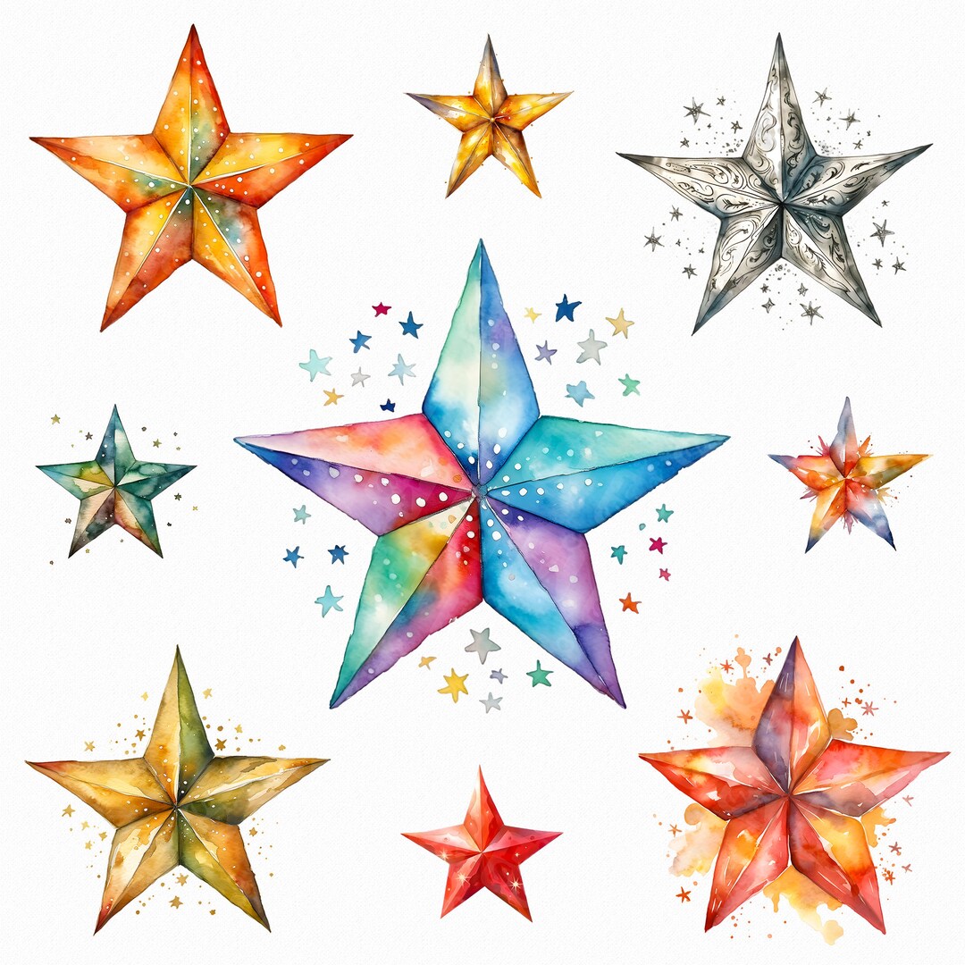 Watercolor Star Png - Christmas Star Clipart - Digital Download ...