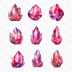 Watercolor Fantasy Crystal Png - Pink Gemstone & Magic Crystals Clipart ...