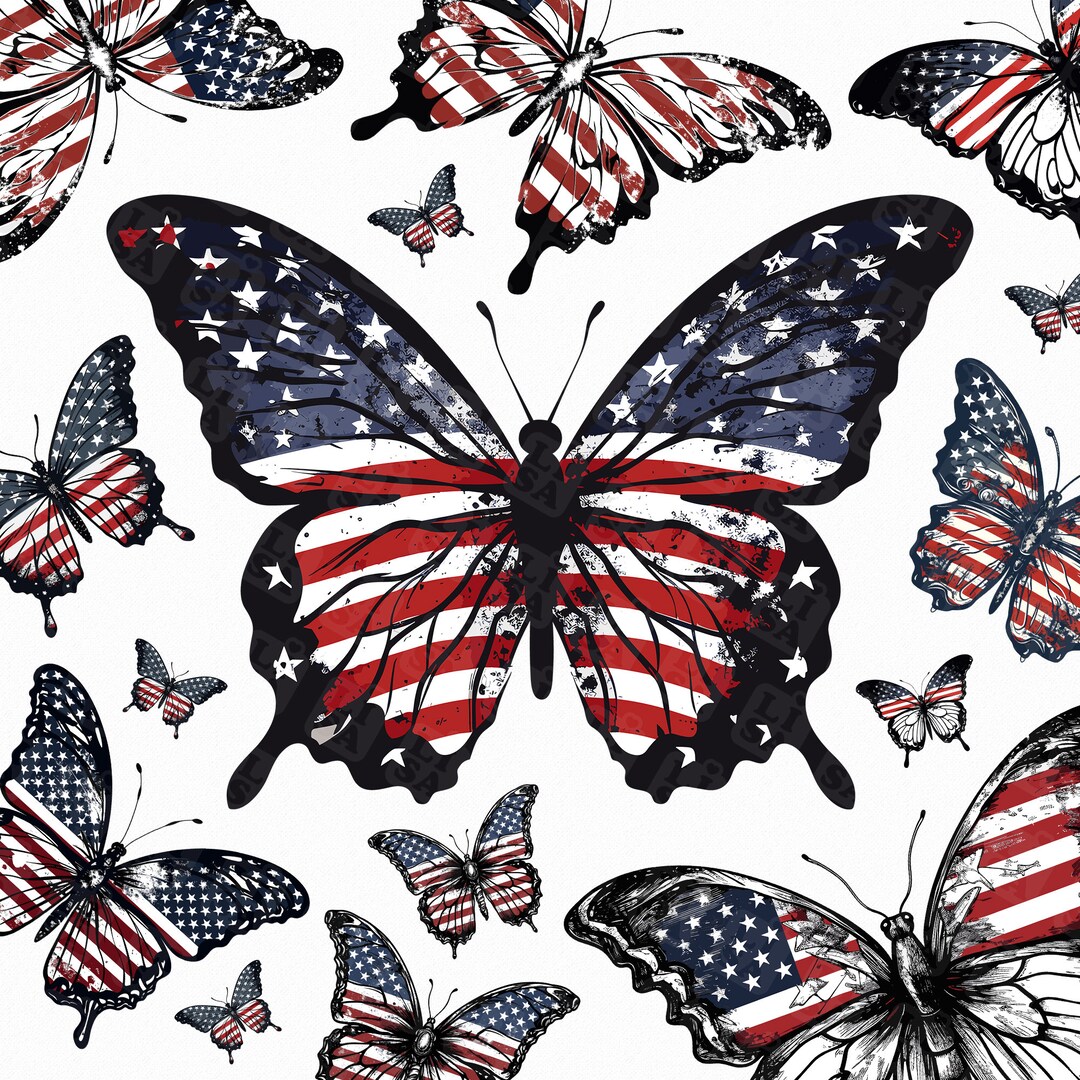 14 Patriotic Butterfly Png - American Flag Clipart - Digital Download ...