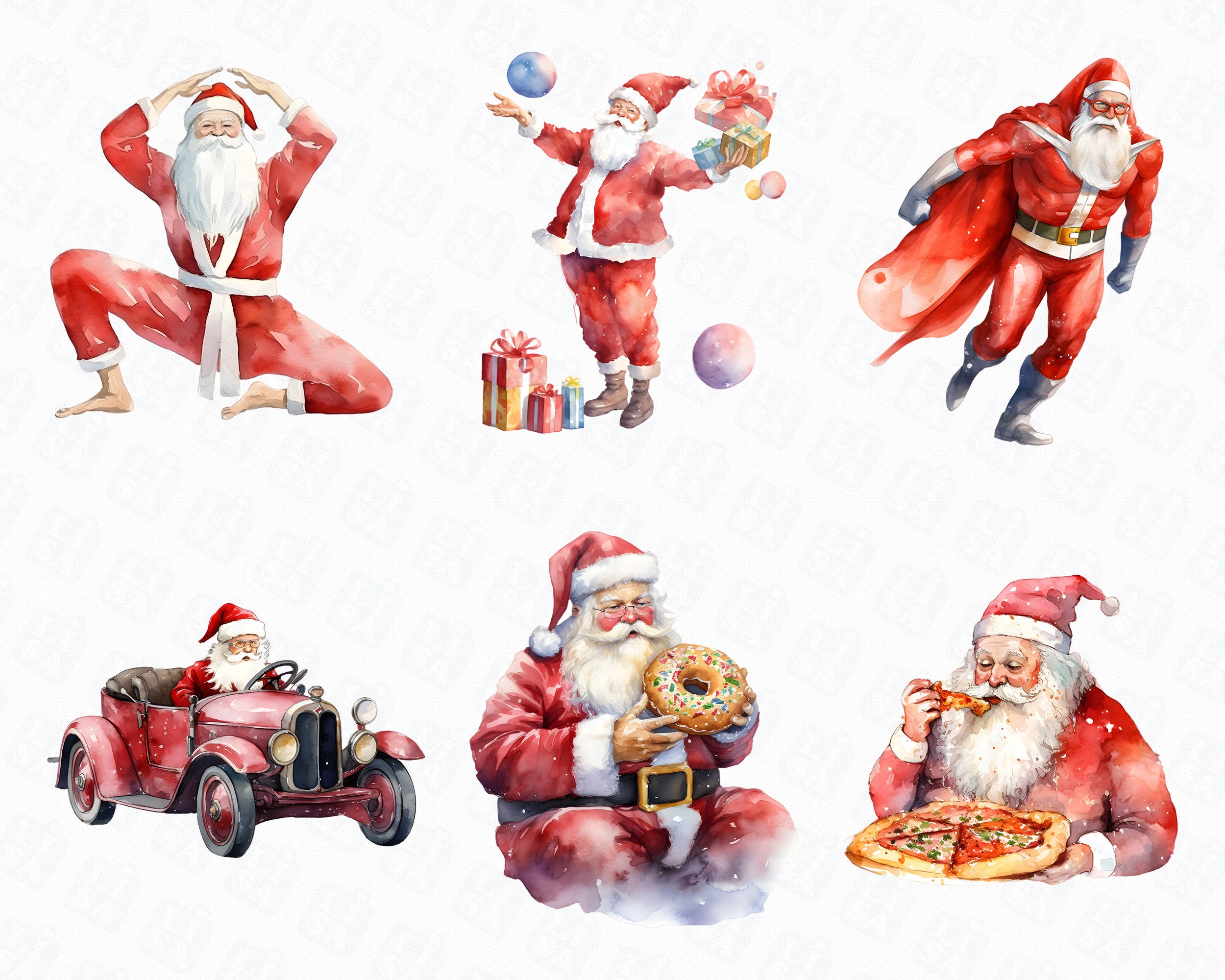 50 Watercolor Santa Clipart Png Christmas Png Images With - Etsy