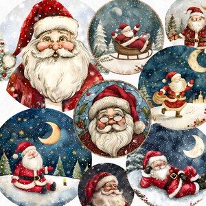 29 Santa Round Ornament Clipart, Round Christmas Clipart, Santa ...