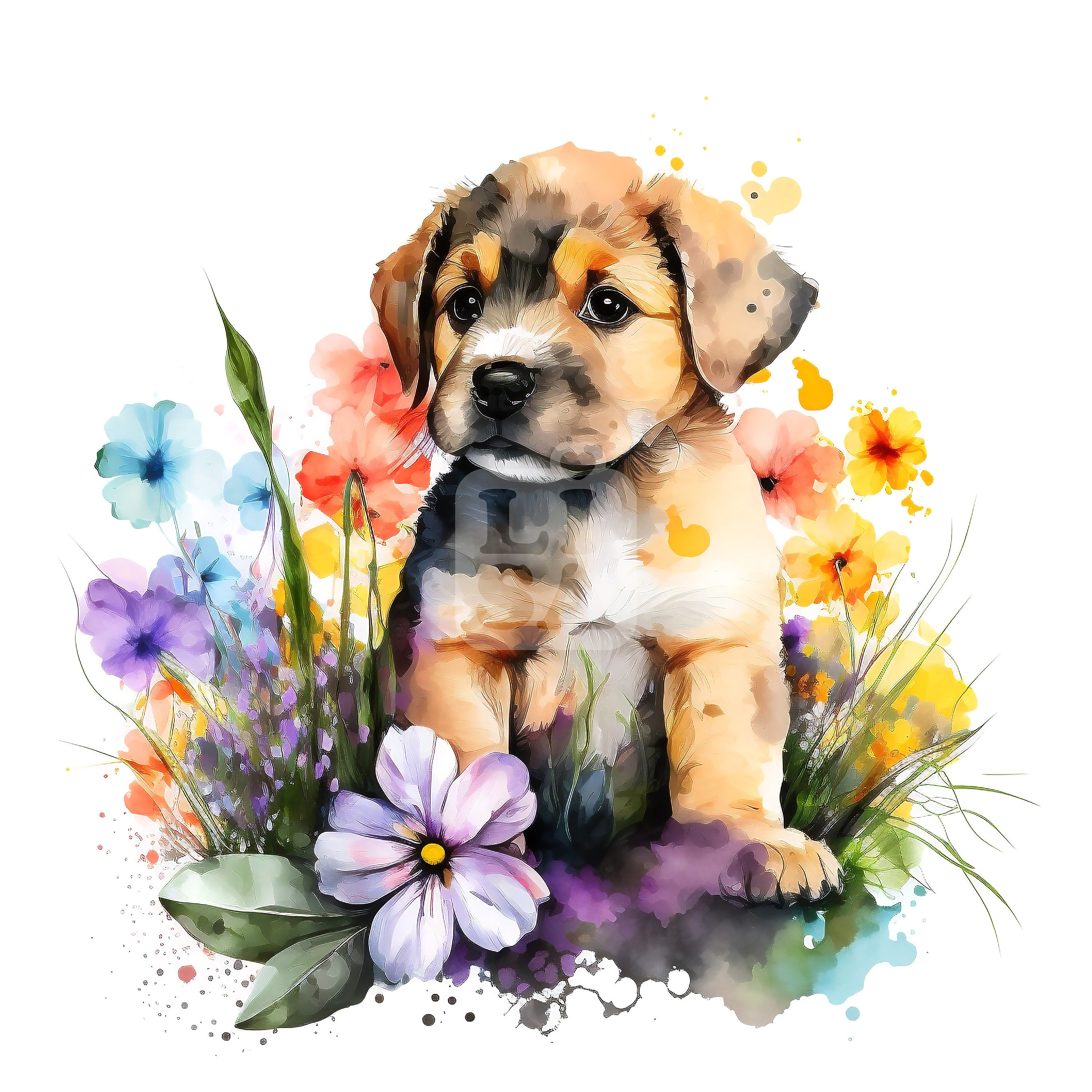Watercolor Puppy Clipart 8 High Quality Jpgs Puppy Wall Art - Etsy