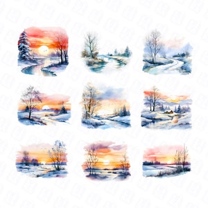 Watercolor Winter Wonderland Png - Winter Png, Scene Clipart, Winter ...