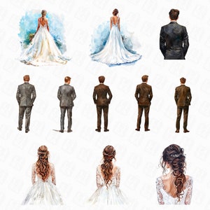 41 Wedding Bride Back View Clipart, Groom Png Back View - Bride Png ...
