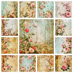 41 Shabby Chic Digital Paper Roses and Pink Flowers - Vintage Roses ...
