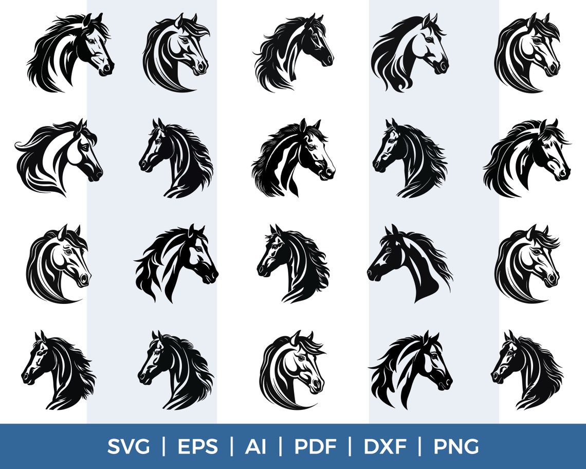 20 Horse Head Svg Horse Face Svg Farm Animals Vector Farm - Etsy Canada