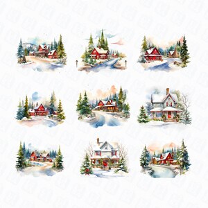 Watercolor Christmas House Png - Christmas Village Png Clipart ...