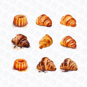 Watercolor French Bakery, Baking Clipart, Bakery Clipart, Brunch ...