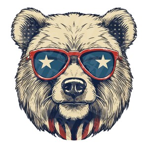 5 Patriotic Bear Head Png, Retro 4th of July Clipart, Americana Clip ...