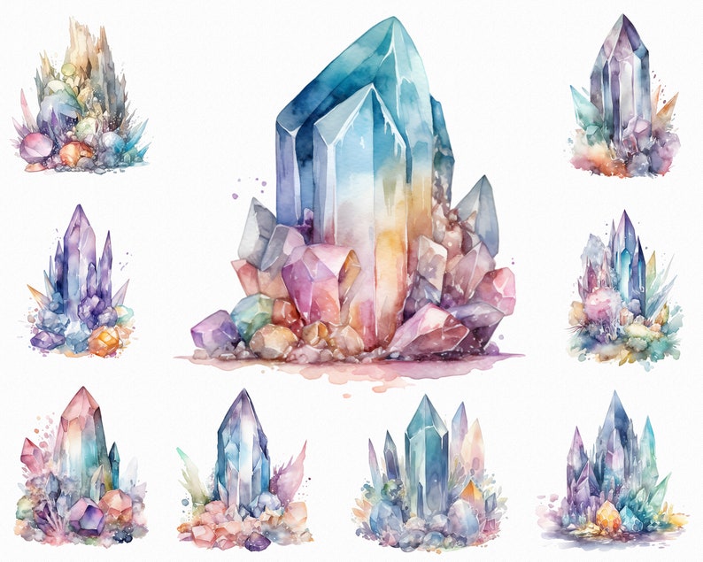 49 Watercolor Fantasy Crystal Craft Making Clipart Magic - Etsy