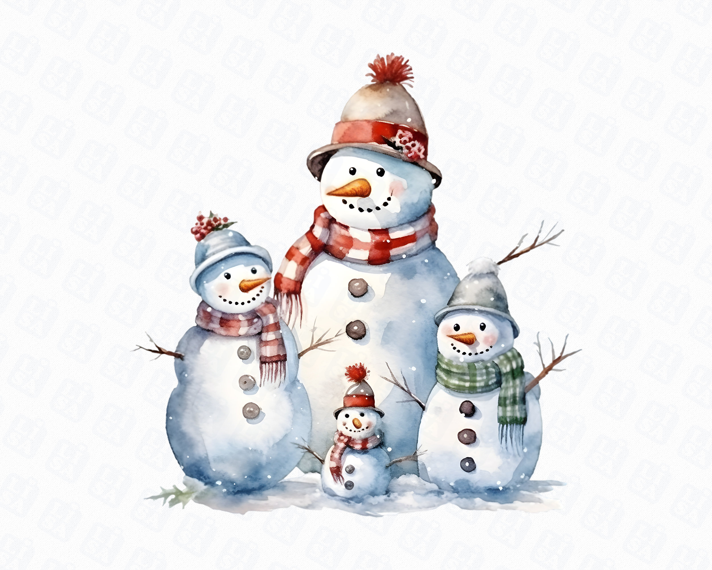 20 Watercolor Snowman Png Craft Making Clipart Christmas - Etsy