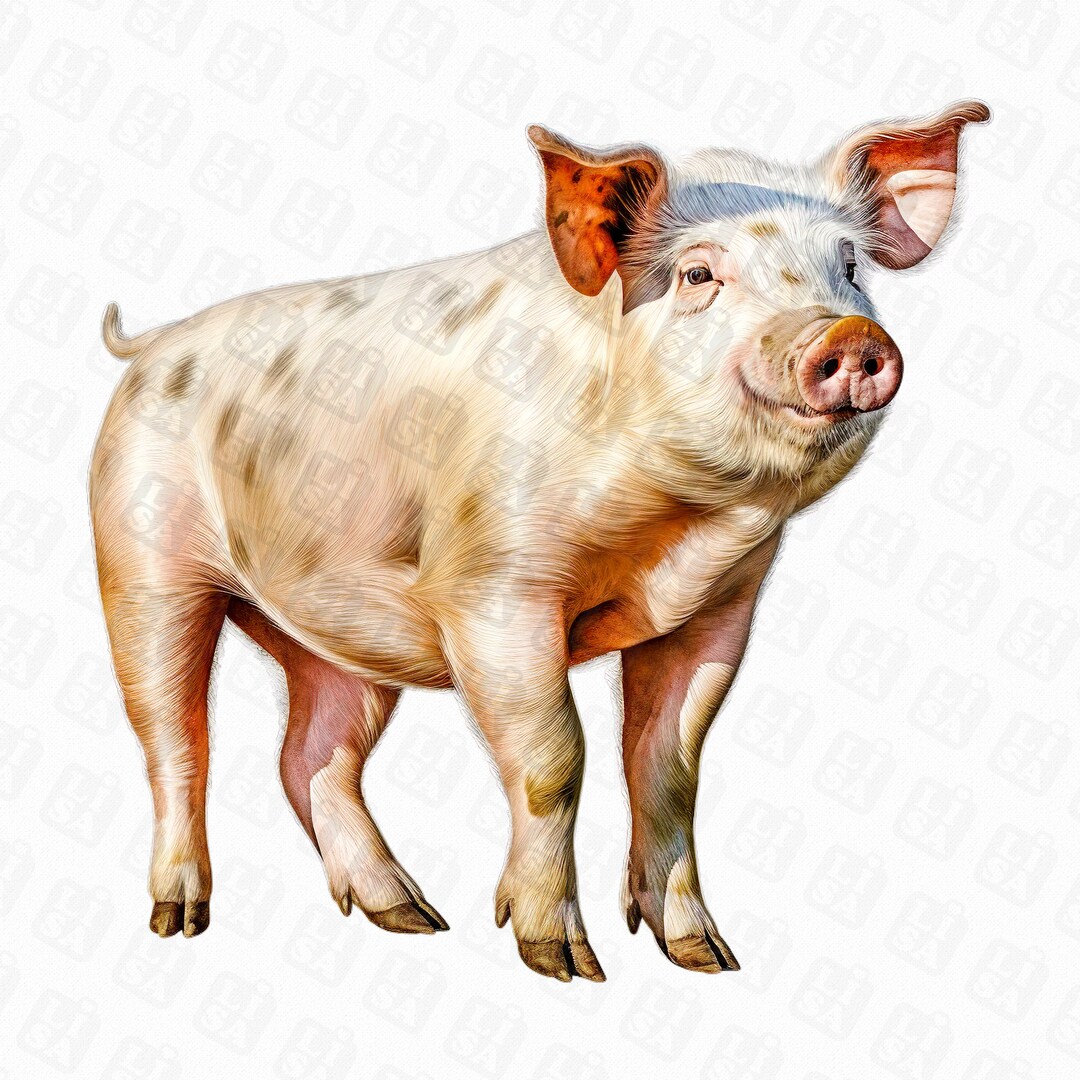 Real Pig Sublimation Png - Farm Animal Png, Realistic Pig, Full Body ...