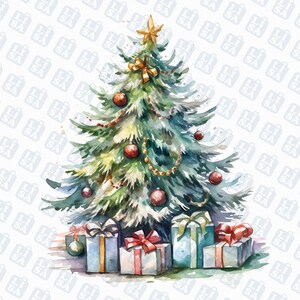 24 Watercolor Christmas Tree Printable - Watercolour Christmas Wall Art ...