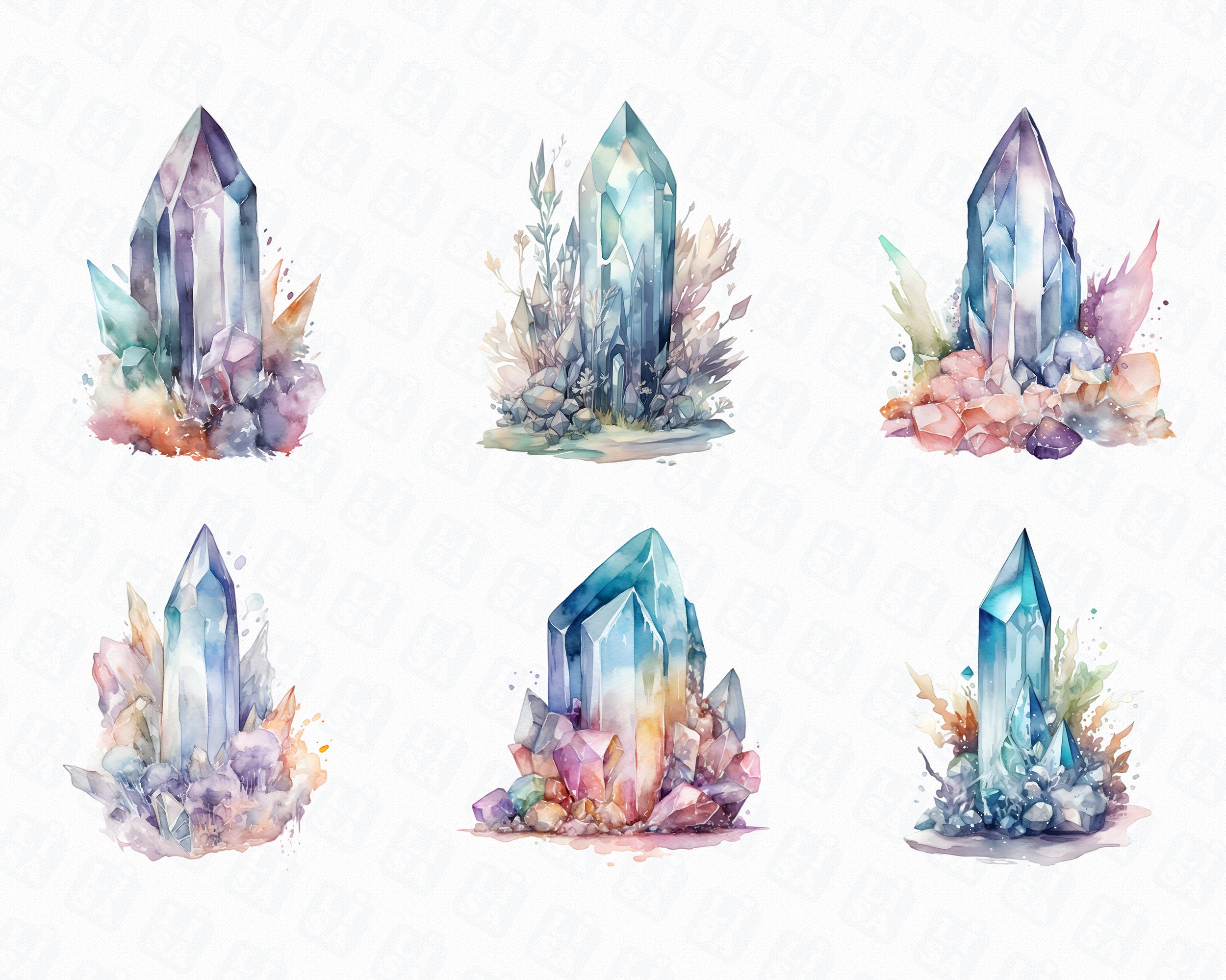 49 Watercolor Fantasy Crystal Craft Making Clipart Magic - Etsy