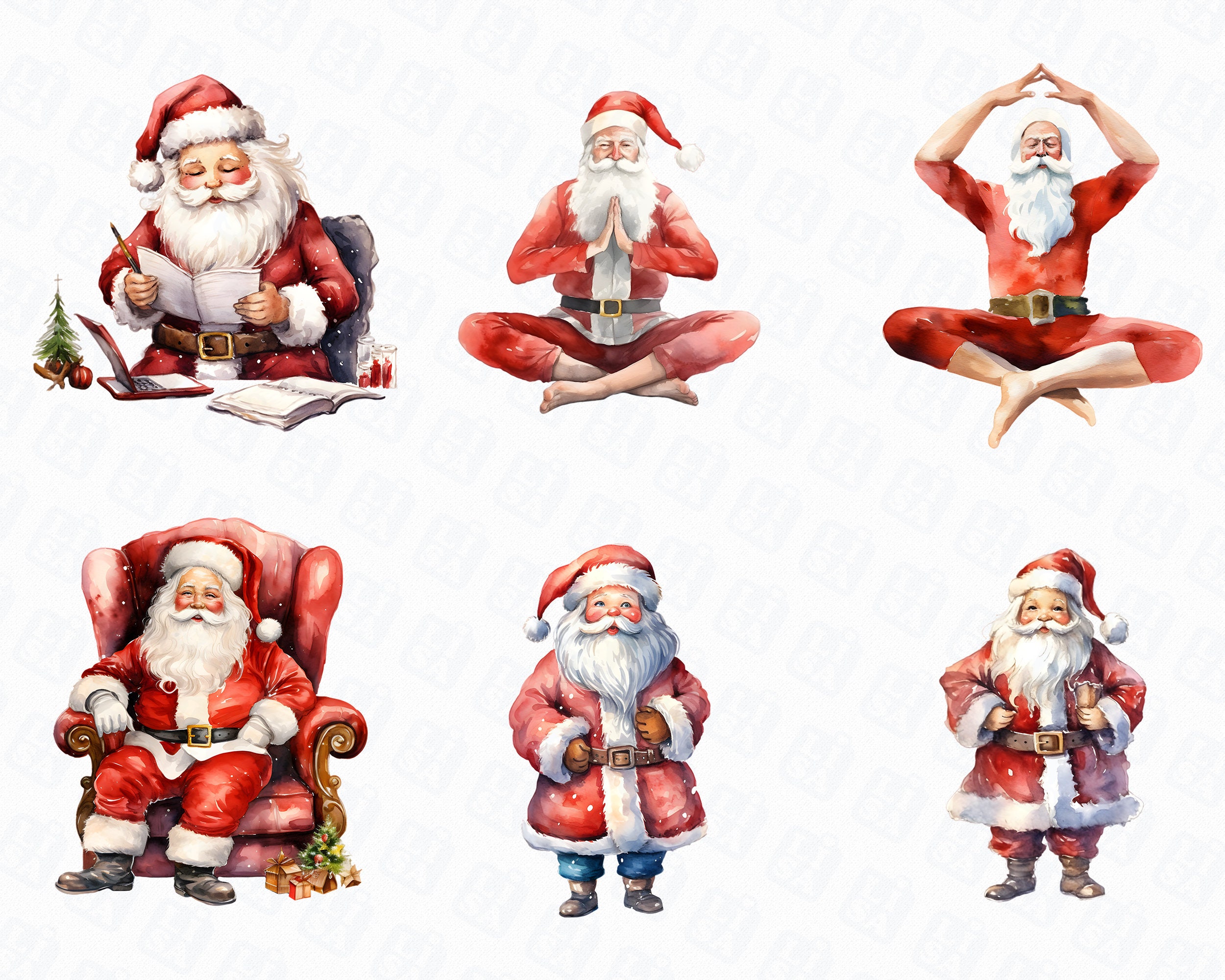 50 Watercolor Santa Clipart Png Christmas Png Images With - Etsy