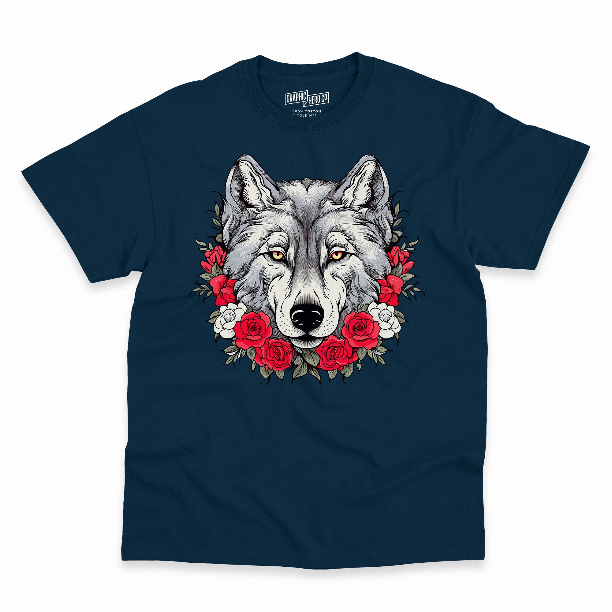 Wolf and Roses Png Wolf Sublimation Wolf Clip Art Floral - Etsy